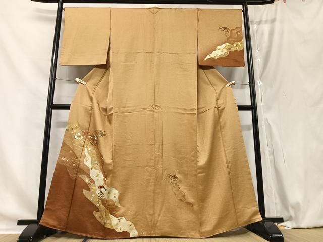 平和屋着物○訪問着 杢目絞り 陶器枝花文 暈し染め