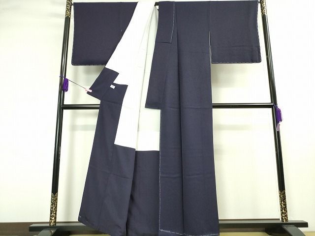 平和屋本店□極上 藍造り国選定無形文化財 藍師・佐藤昭人 色無地 唐草