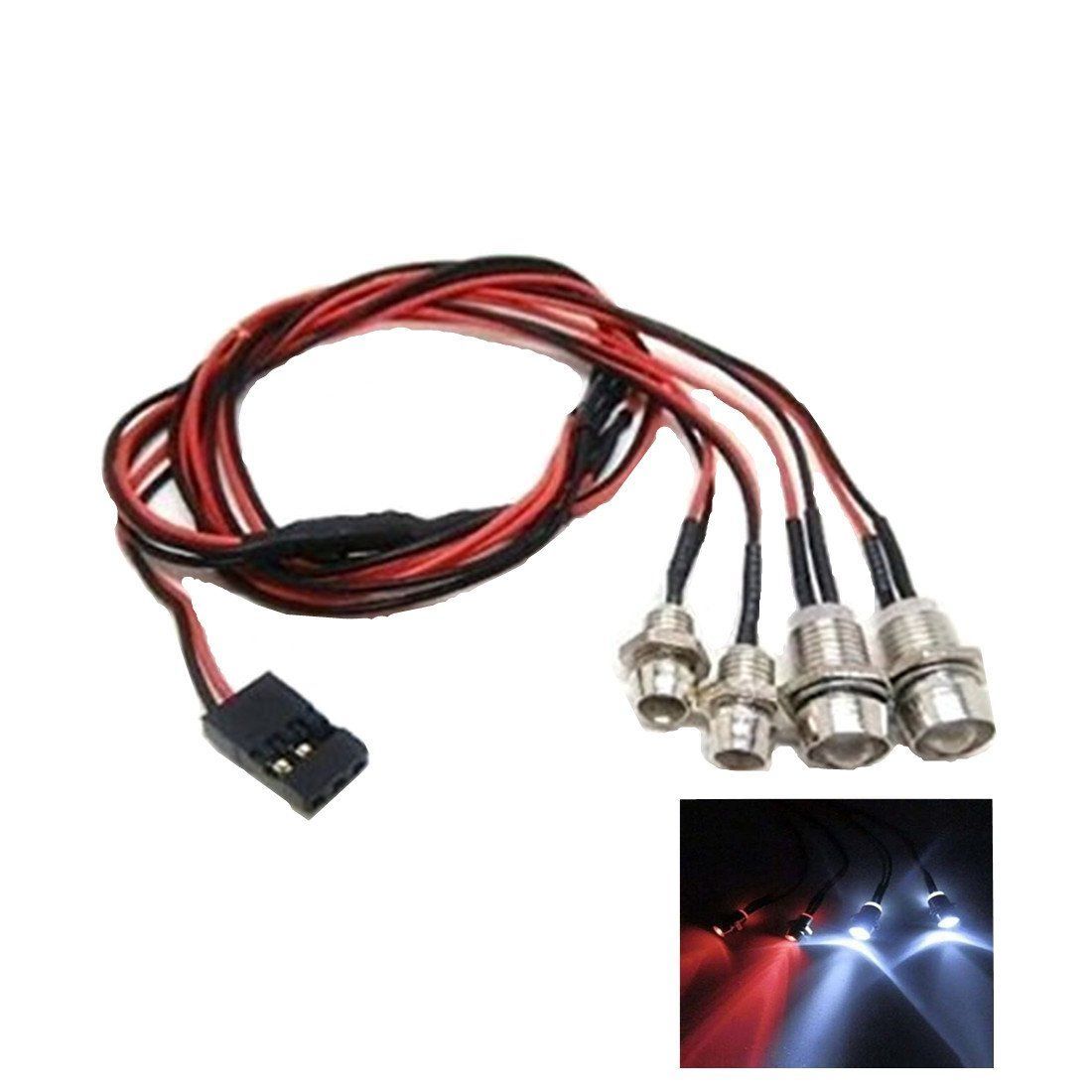 5mmと2 Led 白 rcカーLedライトユニットライトキットテールランプヘッドライトラジコンカーrcタンクトラックモデルカーrcボートパーツ高輝度LedライトHSPタミヤD3対応（2Led ...