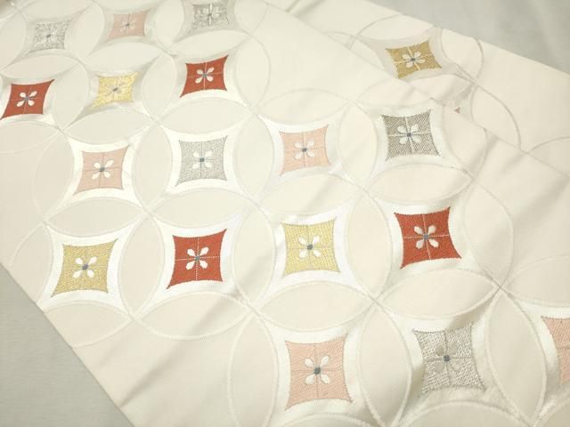 平和屋着物○九寸名古屋帯 唐織 七宝花文 金銀糸 三越扱い 正絹 逸品