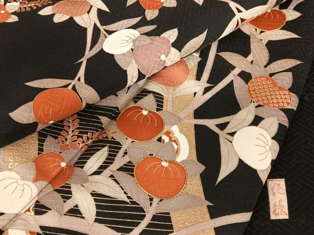 平和屋着物○女性 行灯袴 総刺繍 草花文 バーガンディー色 金銀糸