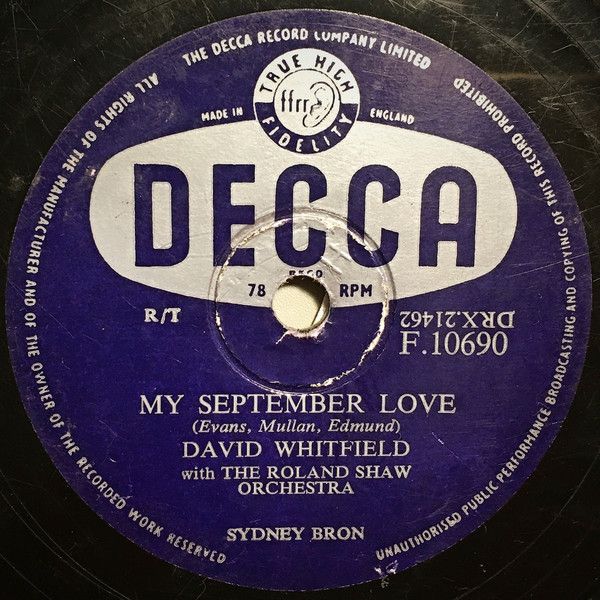 英78RPM/SP David Whitfield With The Roland Shaw Orchestra My September ...