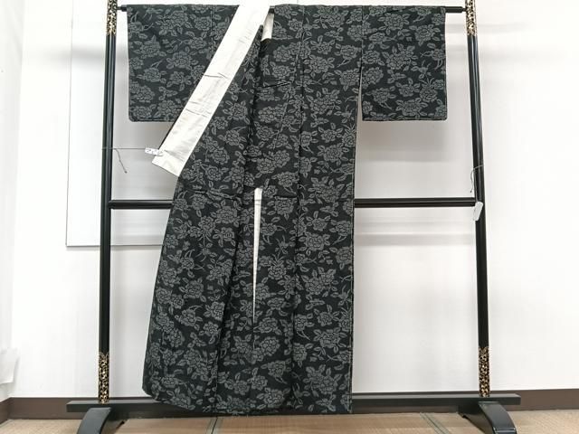 平和屋着物▽上質な紬　単衣　絣格子文　正絹　逸品　未使用　DAAS0737az 平和屋着物▽上質な紬 単衣 絣格子文 正絹 逸品 未使用