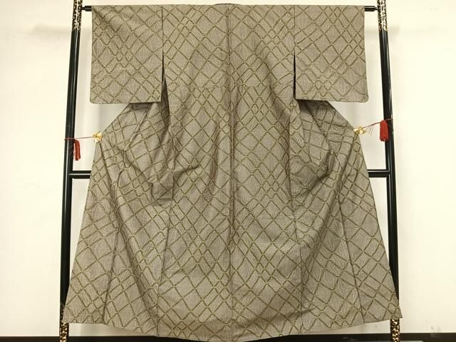 平和屋着物▽上質な紬 単衣 霞文 正絹 逸品 AAAW1481fy