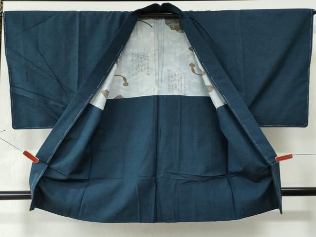 平和屋着物○男性 紬 髭紬羽織セット 薄縹色 藍色 正絹 逸品
