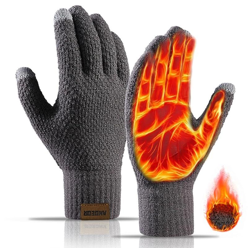 [Andeor] 手袋 メンズ アウトドアグローブ ニットグローブ 【一瞬暖かく・零下防寒・極上快適な肌触り】 ニット手袋 メンズ スポーツ ...