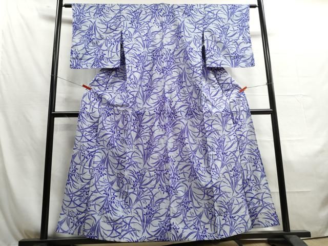 平和屋着物▽森英恵・HANAE MORI 小紋 単衣 横段草花文 やまと誂製