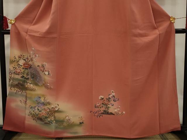 平和屋着物□訪問着 孔雀花文 暈し染め 金彩 正絹 逸品 DAAR3065zy