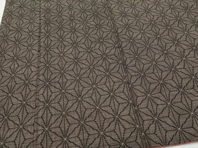 平和屋着物○本場大島紬 7マルキ 泥染め 麻の葉文様 正絹 逸品