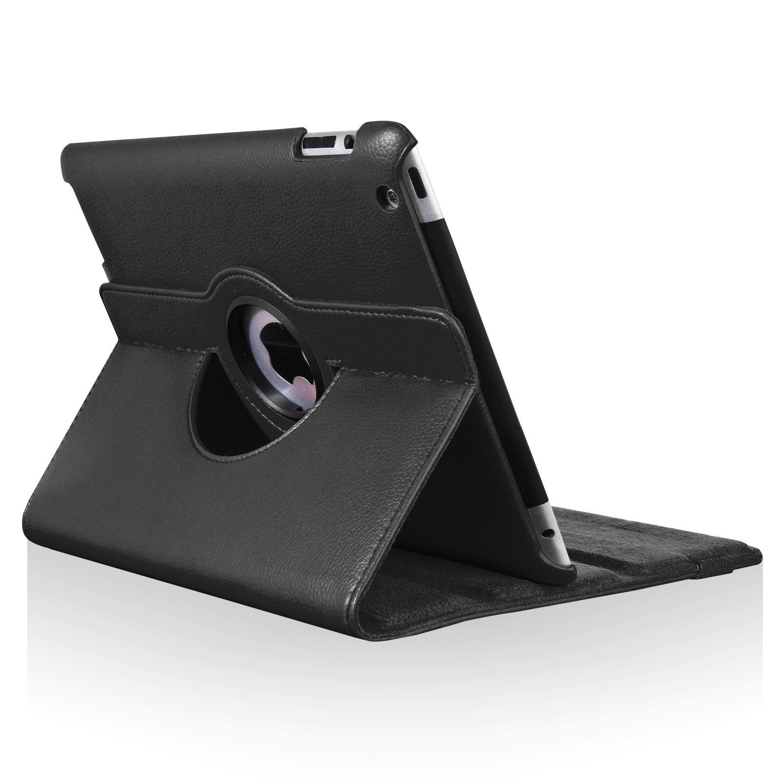 【人気商品】iPad3 iPad2 iPad4 360度回転式 スタンド仕様 レザー ケース 液晶保護フィルム付き ブラック - メルカリ