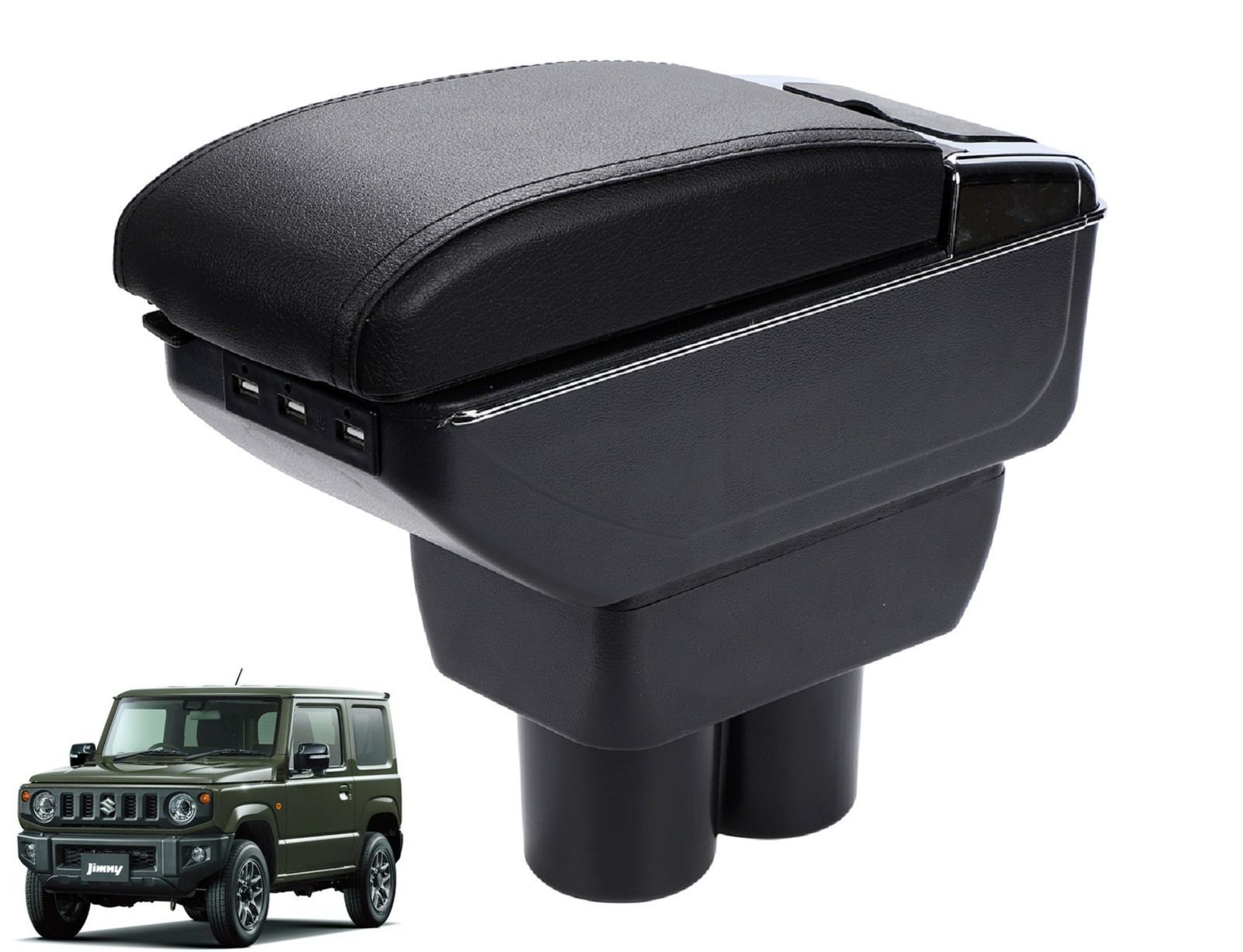スズキ ジムニー アームレスト コンソールボックス 純正ホルダー対応 JB23 JB33 JB43 JB64 JB74 ドリンクホルダー 灰皿 USBポート付 社外品（黒） - メルカリ