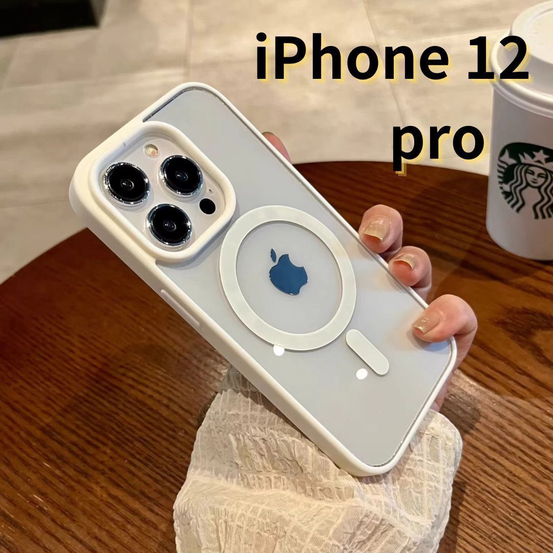 【SHOPS】iPhone12 pro スマホケース ワイアレス充電 白 軽量 透明 おしゃれ シンプル E045 - メルカリ