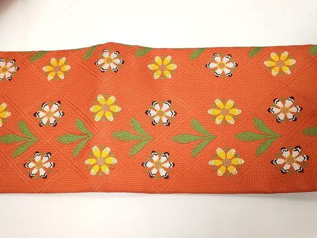 平和屋着物◎九寸名古屋帯 唐織 秋草文 金糸 正絹 逸品 未使用