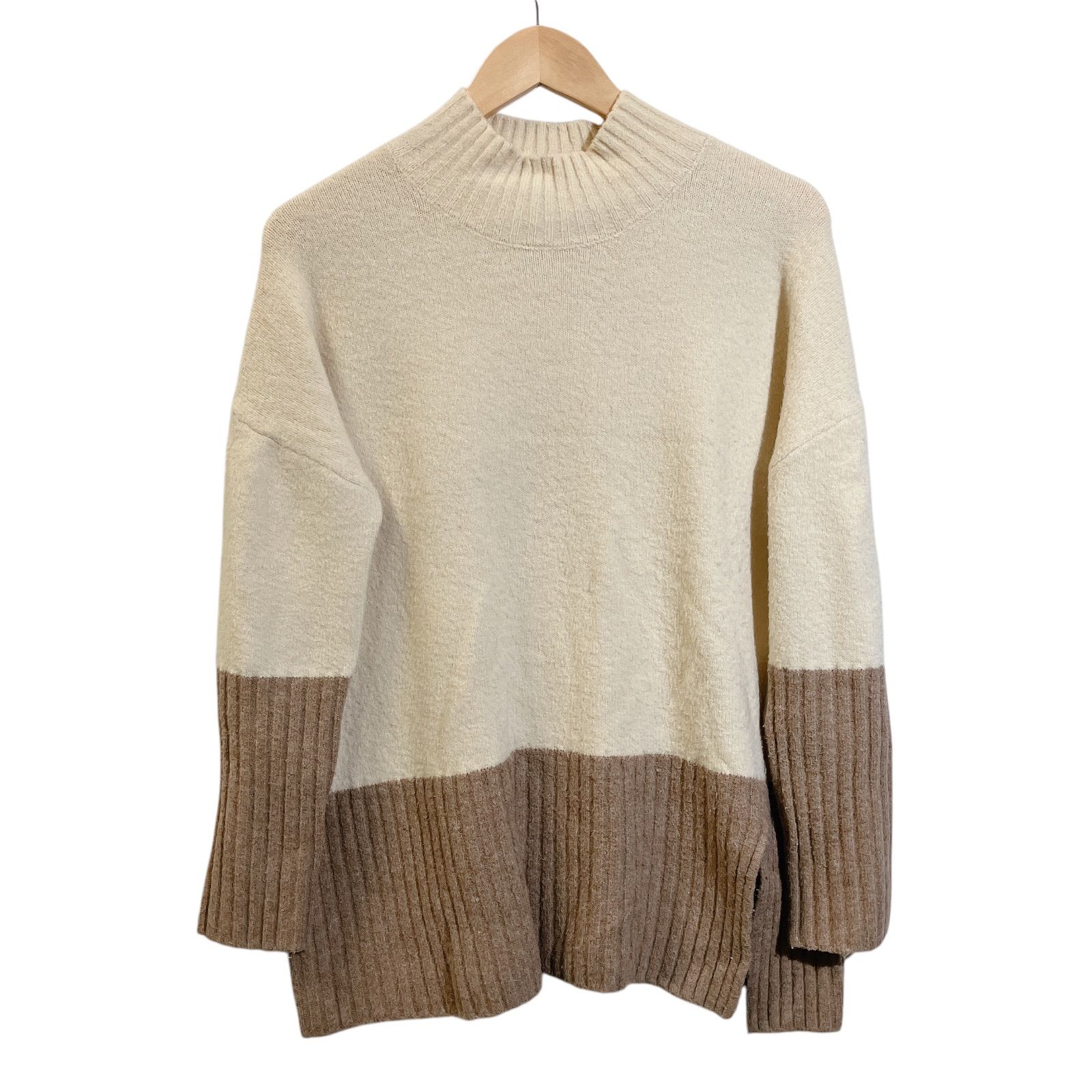 TIMELESS BONbazaar ニットプルオーバー ベージュ ブラウン バイカラー 大きめ トップス レディース フリーサイズ - メルカリ