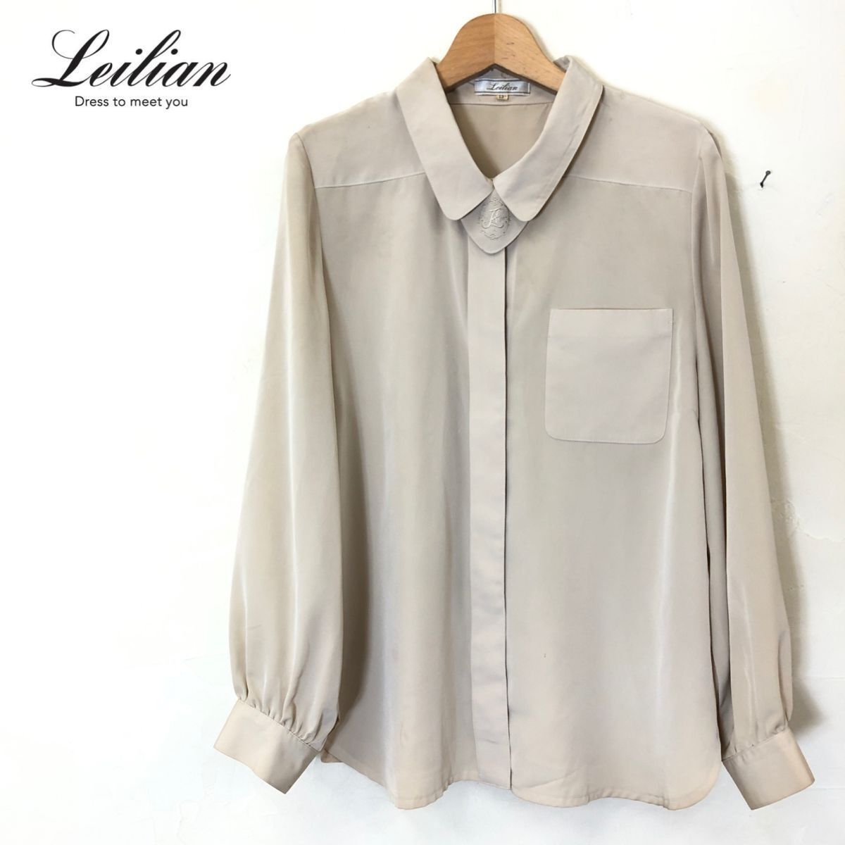 G2254-F-N Leilian レリアン 長袖ブラウス シャツ トップス size13 ポリエステル100 ベージュ 古着 レディース 春 通年 - メルカリ