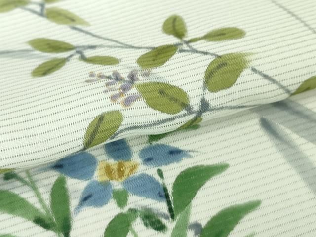 平和屋着物■極上　訪問着　無双　紗袷　紗×絽　手描き　秋草文　暈し染め　金彩　逸品　未使用　DZAA8378kh5 平和屋着物□極上 訪問着 無双 紗袷 紗×絽 手描き 秋草文 暈し染め