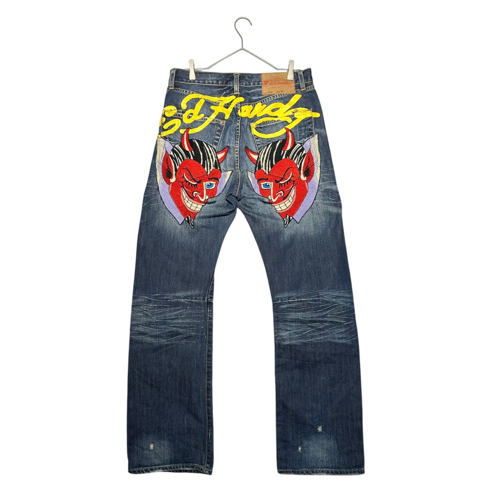 Ed Hardy(エドハーディー) Devil embroidery straight denim pants デビル刺繍 ストレート デニム ...