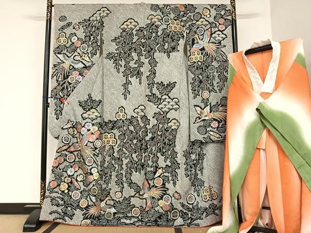 平和屋着物○豪華振袖・長襦袢セット（無双仕立て）半衿刺繍 鳳凰花文