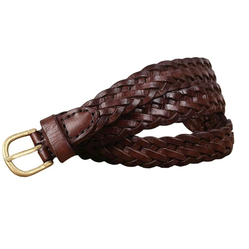 【新品】 ENJOIT ベルト レディース メンズ 栃木レザー 本革 メッシュ バックル メッシュベルト レジャー 仕事 三つ編み レトロ ...