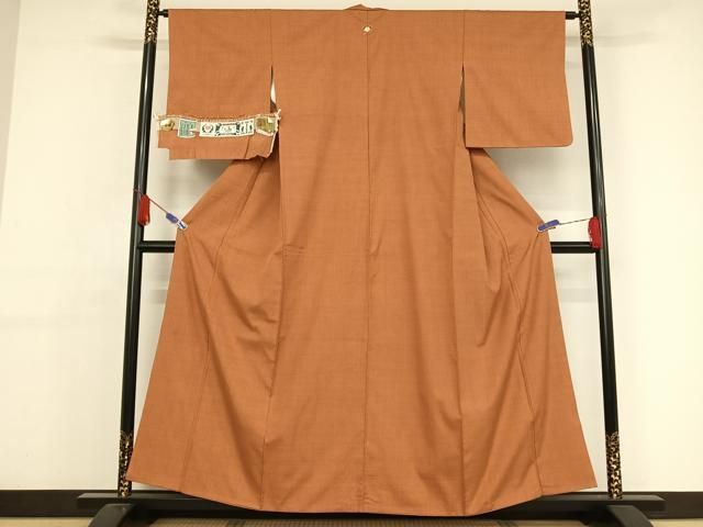 平和屋着物○本場結城紬 重要無形文化財 色無地 黄櫨染色 奥庄