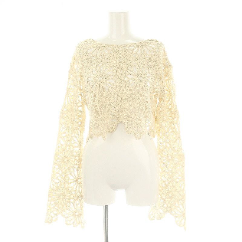 アメリヴィンテージ Ameri VINTAGE 24SS MEDI FLOWER SAINT LACE TOP トップス カットソー 長袖 総レース クロップド バックオープン F アイボリー ...
