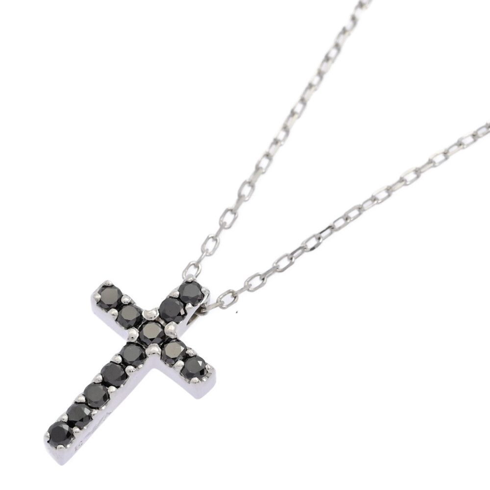 0.17ct/EMPORIO ARMANI エンポリオアルマーニ クロスモチーフ 12P ブラックダイヤモンド ネックレス/K18WG/750 ...