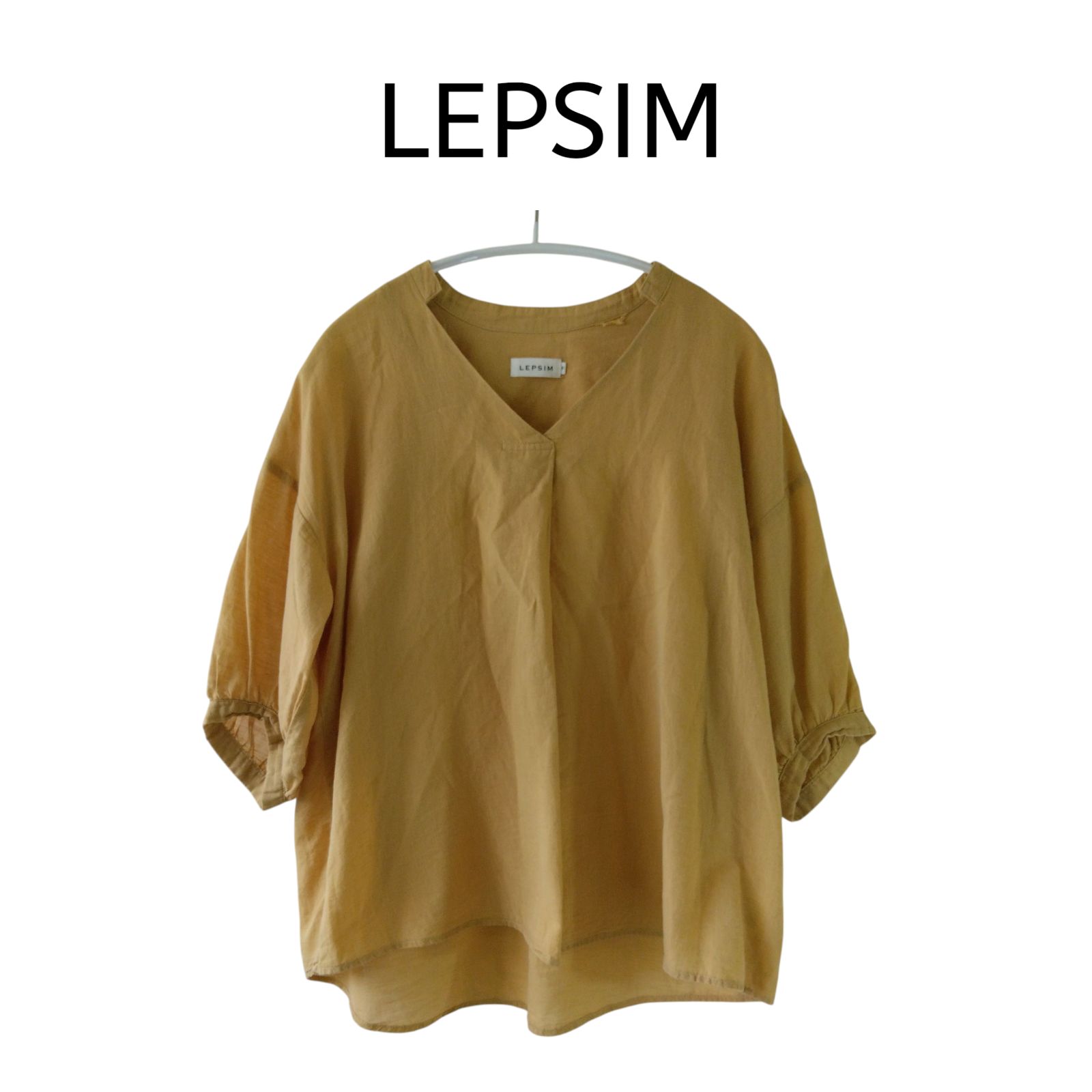 LEPSIM レプシイム リネン混 Vネック タックブラウス マスタード イエロー - メルカリ