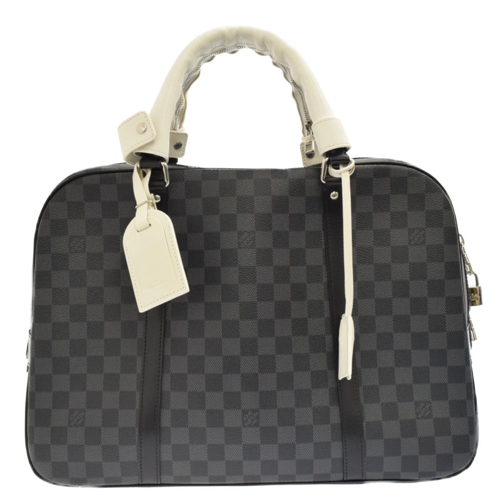 LOUIS VUITTON (ルイヴィトン) ダミエ サポルトドキュマン ヴォワヤージュ ハンドルカバー ハンド バッグ ブラック/ホワイト ...