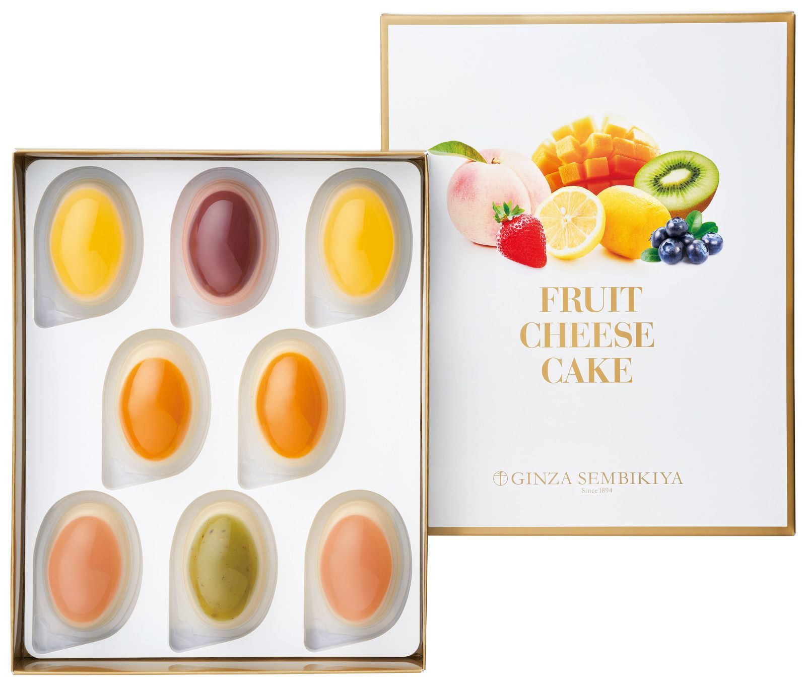 銀座千疋屋 銀座フルーツチーズケーキ PGS-390 （ピーチ・マンゴー・レモン）各2（キウィ、ミックスベリー ）各1 合計8個入 贈り物 中元 歳暮 記念品 プレゼント 内祝 T - メルカリ