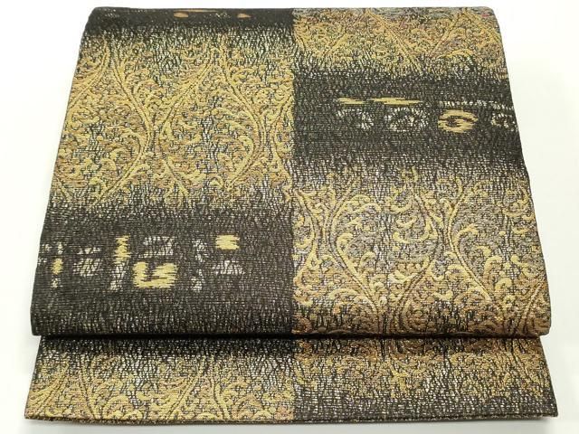 平和屋着物○太鼓柄袋帯 紬地 吉祥文 銀通し地 さが美扱い