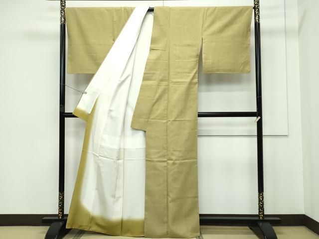 平和屋本店□極上 本場結城紬 重要無形文化財 色無地 桑染色 さが美