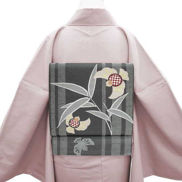 新古品】 袋帯 京都 西陣 正絹 金糸 金通し シルバーグレー地 新古品】 袋帯 京都 西陣 正絹 金糸 金通し シルバーグレー地
