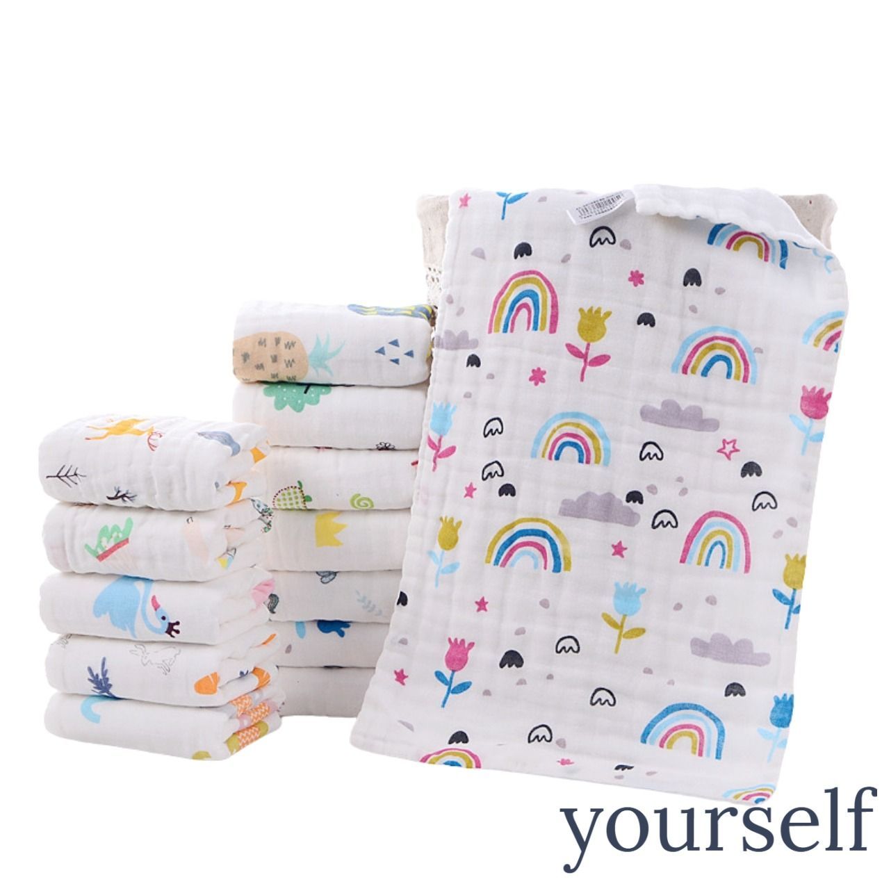 フェイスタオル 5枚セット ベビー 赤ちゃん かわいい 高密度6層ガーゼタオル 送料無料 【 KLMNOセット】 - メルカリ