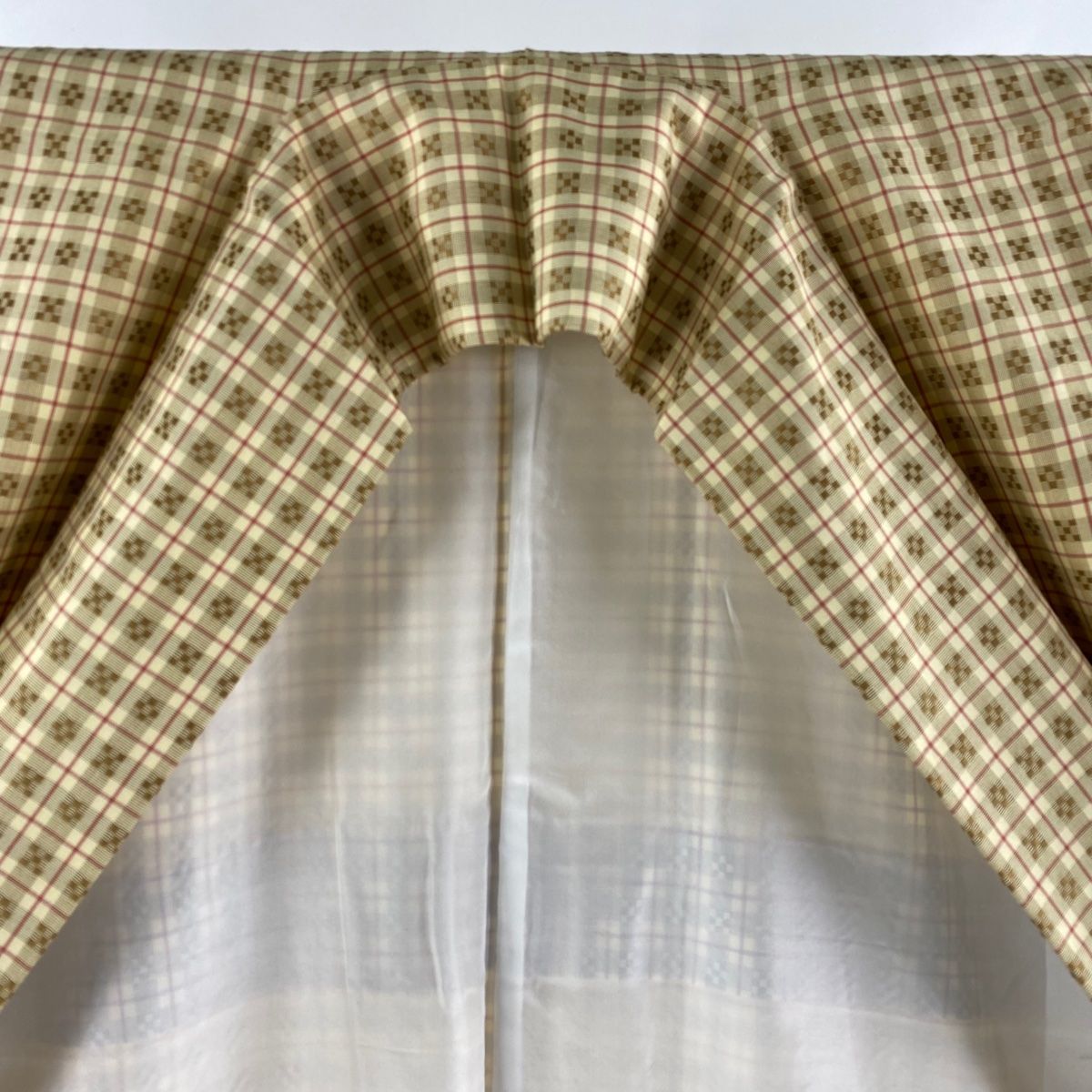 石下結城 茶 白 ヨロケ まる 絣 T131