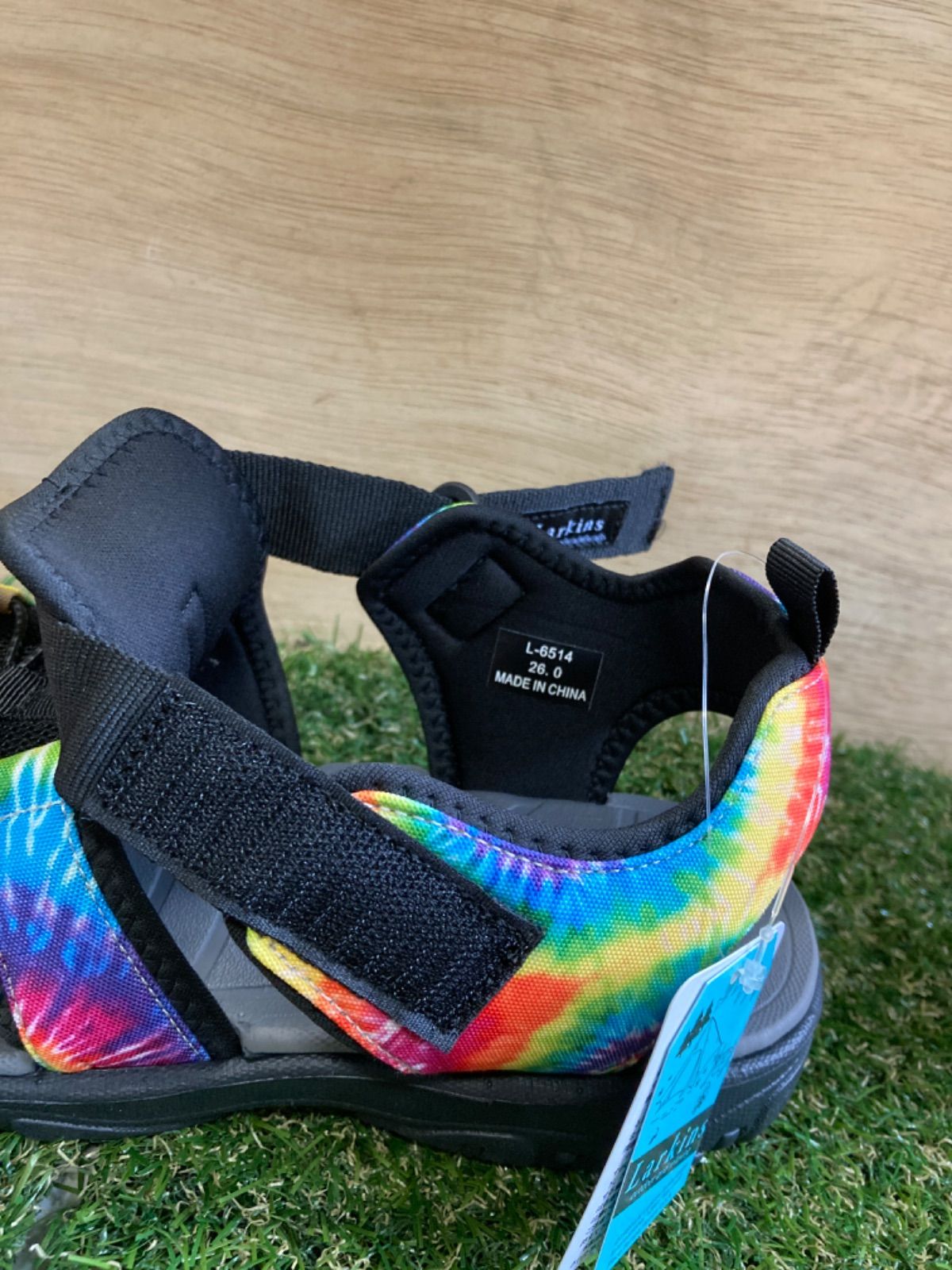 ラーキンス スポーツサンダル LARKINS L-6514 レインボー 25〜27cm メンズ マジック サンダル アウトドア 軽量 つま先隠れる 虹色 25cm 25.5cm 26cm 26 ...