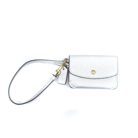 コーチ COACH カードケース 定期入れ ストラップ付 レザー シルバー色 C7967G /HO23 - メルカリ