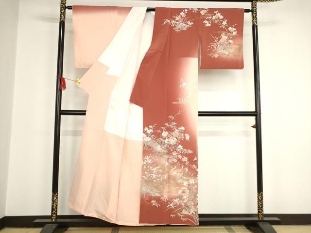 平和屋着物□上質な小紋 亀甲花文 藤花房 金彩 正絹 逸品 DAAU8562zy