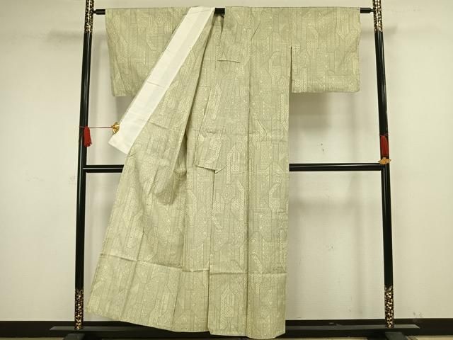 平和屋着物▽上質な紬 単衣 霞文 まるやま扱い 正絹 逸品 DAAT9133az