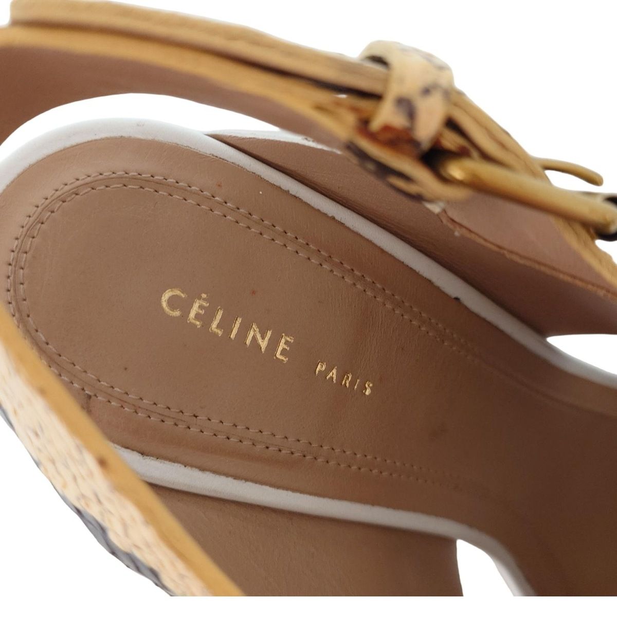 CELINE(セリーヌ) サンダル 35.5 レディース - 白×黒×マルチ 型 CELINE(セリーヌ) サンダル 35.5 レディース - 白×黒×マルチ 型