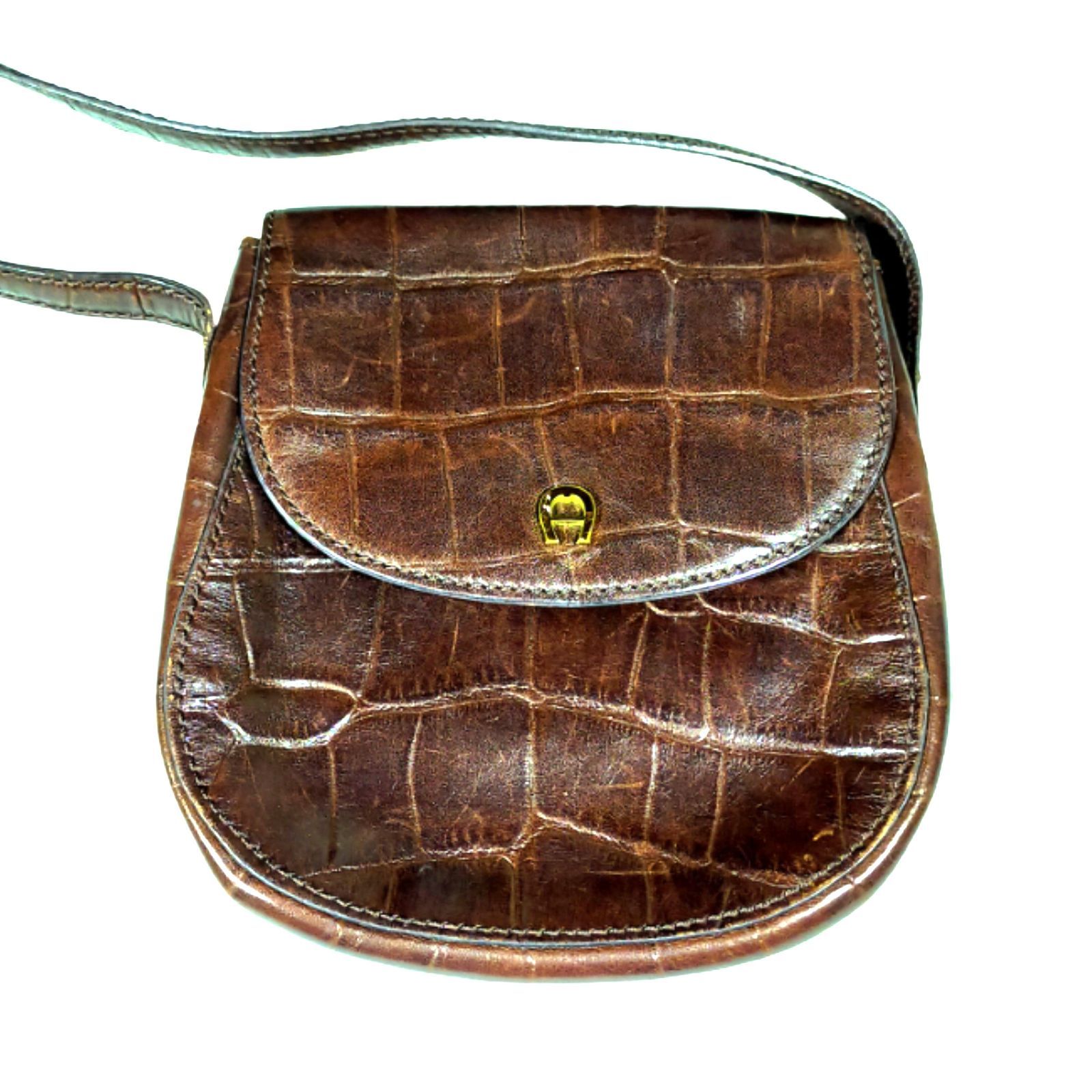 アイグナー クロコダイル レザー ブラウン レディースショルダーバッグ - メルカリ