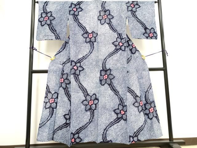 平和屋着物∴夏物 浴衣 有松鳴海絞り 枝花文 綿 逸品 DAAV7285cd 平和