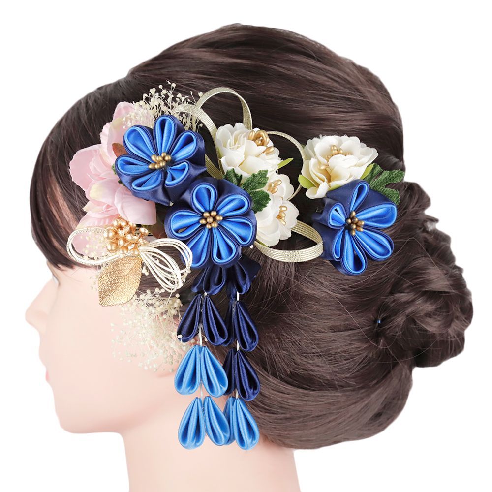 髪飾り 成人式 ドライフラワー 水引 つまみ細工 紐 ゴールド 振袖 前撮り 袴 花 葉 青 紺 ネイビー 水色 ピンク 白 オフホワイ No.9-5562 - メルカリ