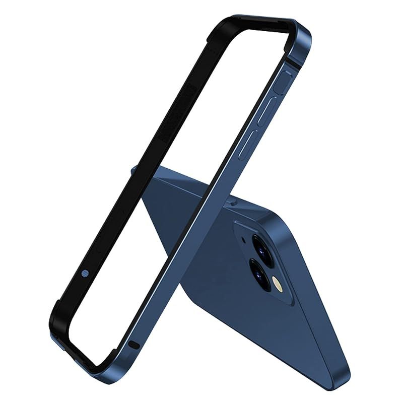 OURJOY iPhone 14 用 バンパー iPhone13 用 バンパー iPhone13 Pro 用 アルミ バンパー ストラップホール付き [アルミ+シリコン 二重構造] レンズ保護 ...