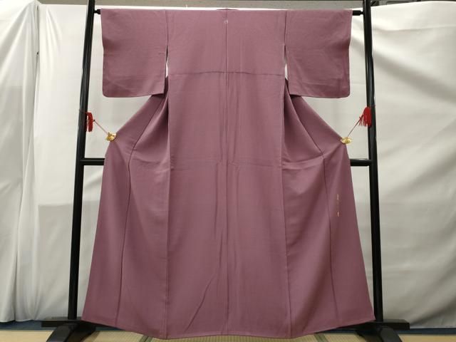 平和屋着物□上質な色無地 草花地紋 古代紫色 正絹 逸品 未使用