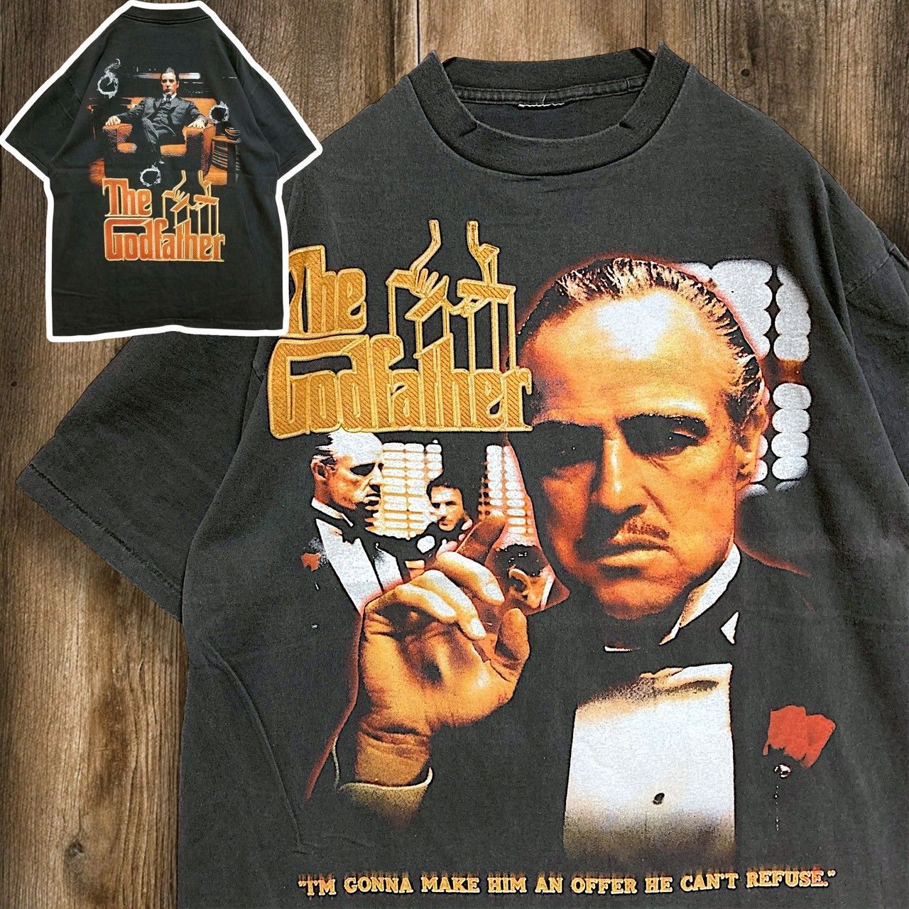[mm] BFFU ムービー Tシャツ 古着 黒 ゴッドファーザー GOD FATHER 映画 洋画 XL相当サイズ 2025 7980 ...