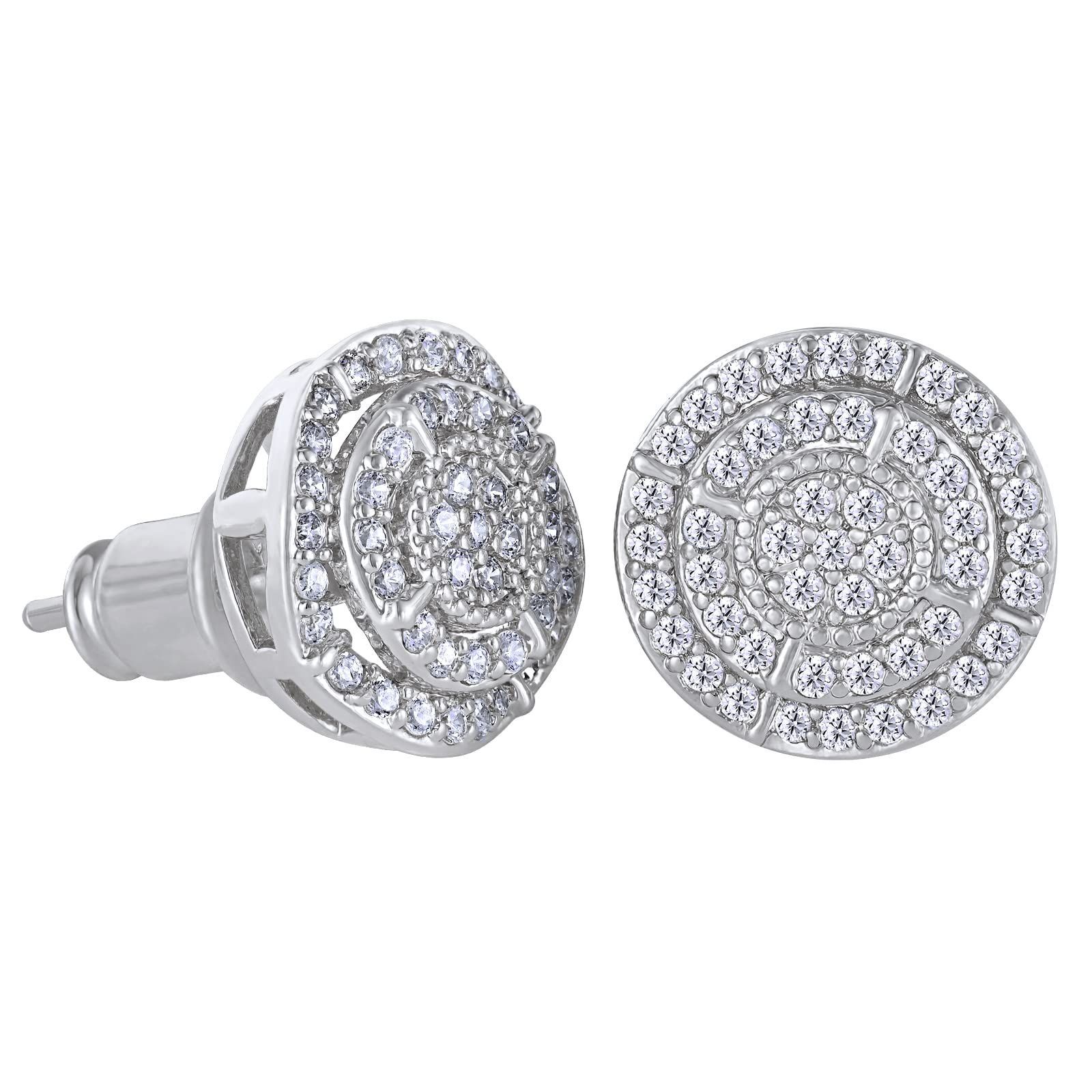 シルバー（幅9.9mm） VEXXS ピアス メンズ シルバー925 CZダイヤ スタッド K14 ゴールド シルバー ジルコニア アクセサリー ギフト プレゼント 贈り物 お祝い 誕生日 ...