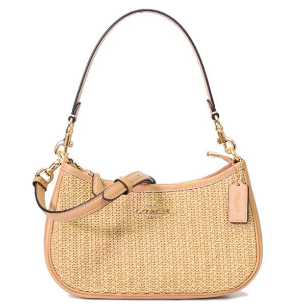 コーチ バッグ COACH ストロー スムースレザー かごバッグ テリ ロゴ 2way クロスボディ 斜め掛け ショルダー ハンド バッグ ...