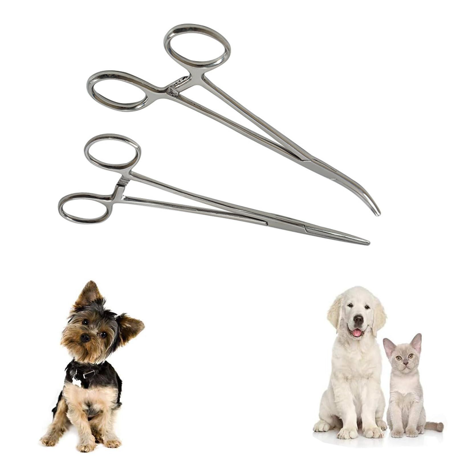 【人気商品】YIBOOOM 鉗子 2個セット かんし 14cm ステンレス製 操作簡単 丈夫で耐久 ペットのお手入れ 釣り カッピング 脱毛 など たわみ ストレート タイプ ペットの毛抜き ...