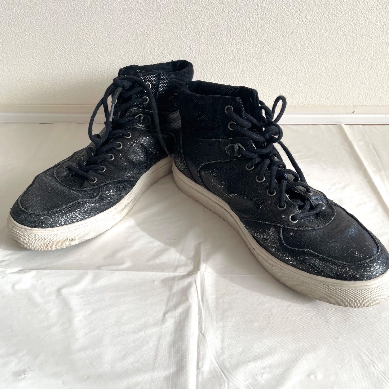 z367 DIESEL ディーゼル ハイカットスニーカー ブラック メンズ 28cm - メルカリ