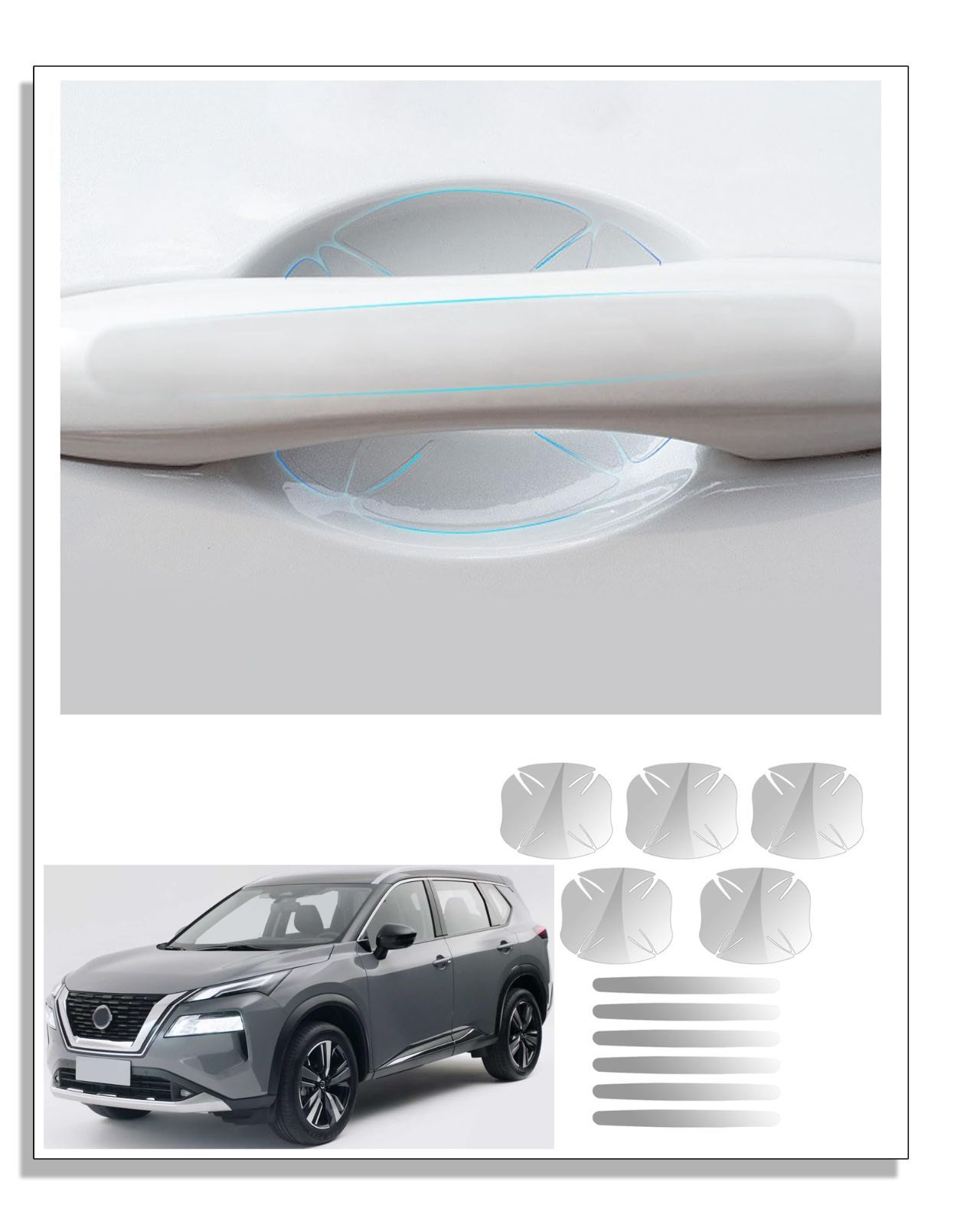 新品 ドアハンドルプロテクションカバー 日産エクストレイル X-Trail T33/SNT33型 4代目 2022~ /日産セレナ Serena C28 6代目 2022~ 車用 ドアハンドル ...